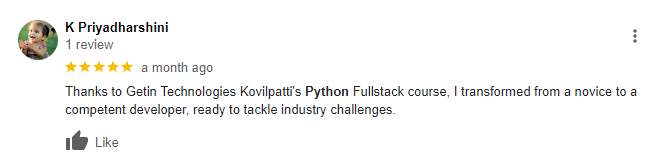 Python Full Stack Training In Kovilpatti Getin Technologies