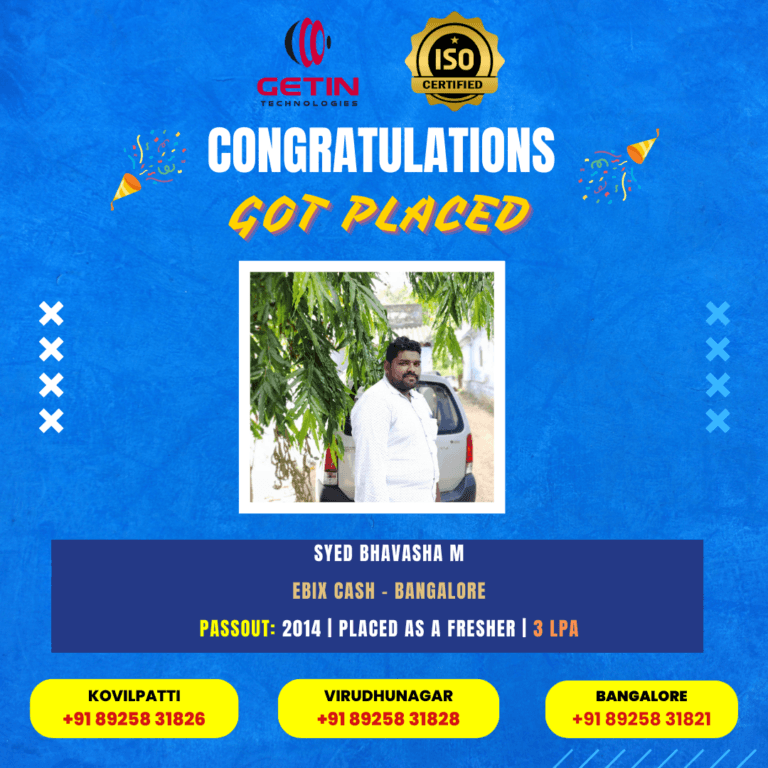 Getin Technologies Placement List | Software Placement Institute